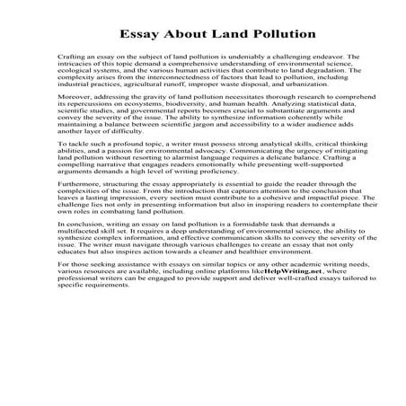 Essay About Land Pollution | PDF