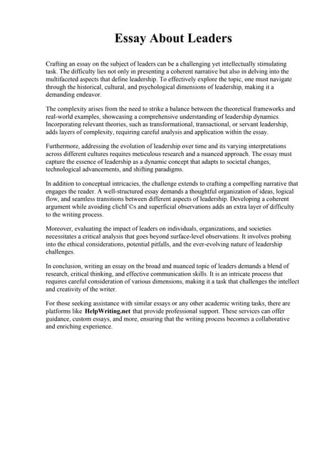 A Good Leader Essay | PDF