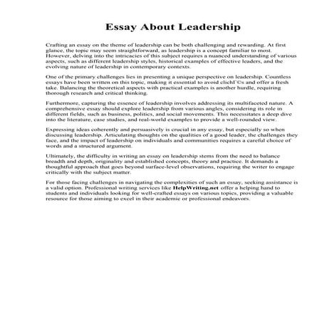 Leadership Essay | PDF