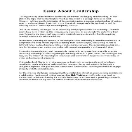 Essay About Leadership | PDF