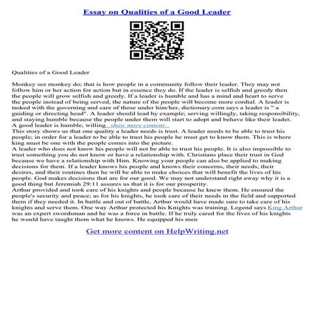 Essay About Leadership Qualities | PDF
