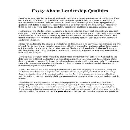 Essay About Leadership Qualities. Quantic School of Business and ...