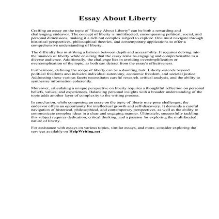 Essay About Liberty | PDF | Freelance Writing | Content Production
