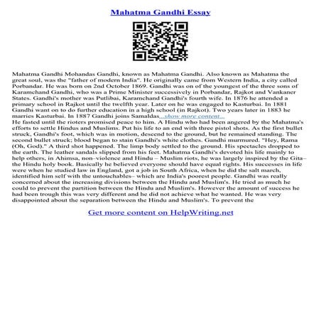 Essay About Mahatma Gandhi | PDF