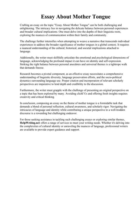 Mother Tongue Essay | PDF