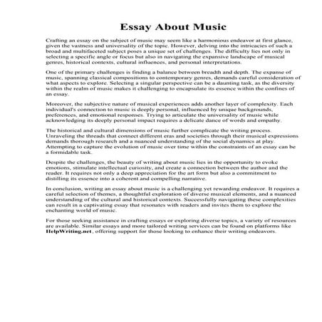Essay About Music | PDF