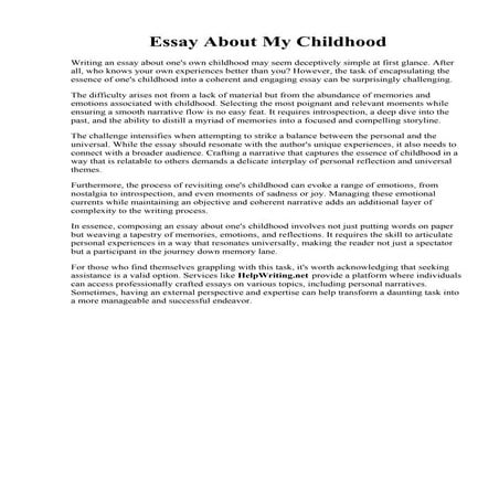 Essay About My Childhood | PDF