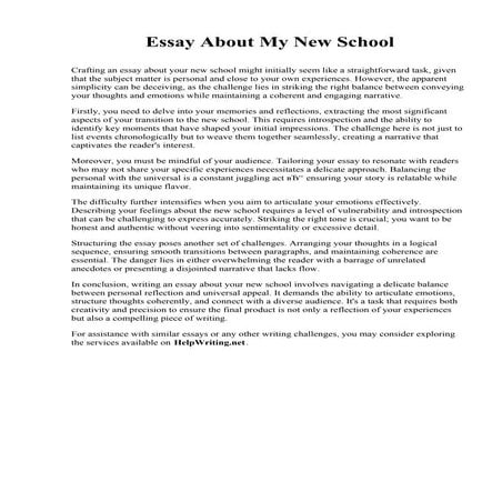 Essay About My New School | PDF