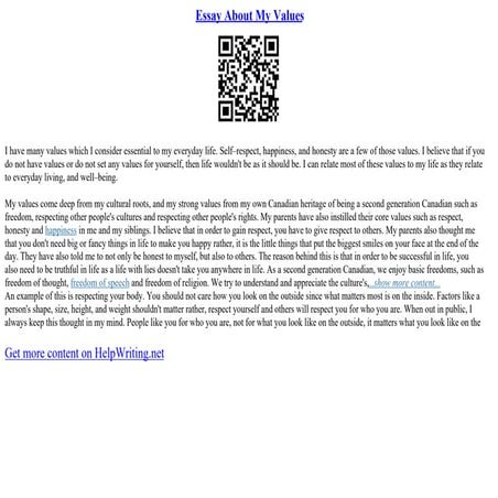 Essay About My Values | PDF