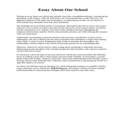 Essay About Our School | PDF