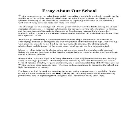 Essay About Our School. Our School Essay In English For Kids - Going ...