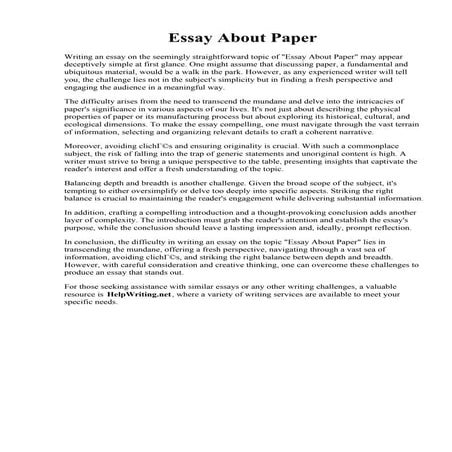 Essay About Paper. How to Write an Argumentative Research Paper ...