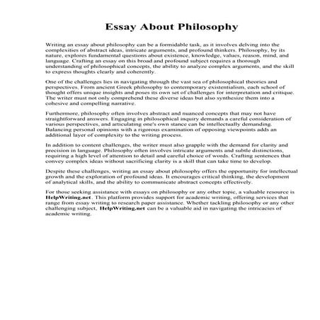 Essay About Philosophy | PDF