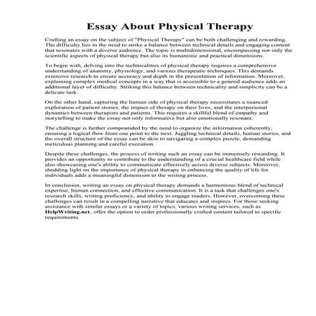 Essay About Physical Therapy | PDF