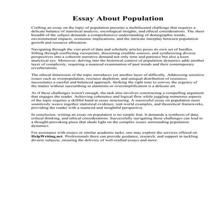 Essay About Population | PDF | Eye and Vision Conditions | Diseases and Conditions