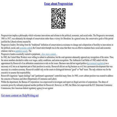 Essay About Progressivism | PPT