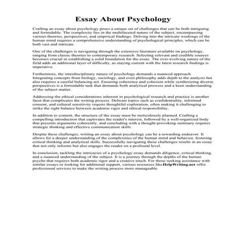 Essay About Psychology | PDF | Currencies | Economy