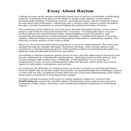 Essay About Racism. 011 Essay On Racism Thatsnotus | PDF