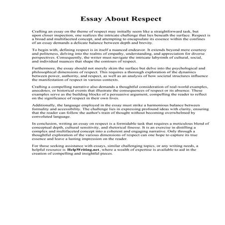 Essay About Respect. Manhattan School of Music | PDF