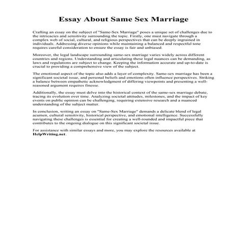 Essay About Same Sex Marriage. Sowela Technical Community College | PDF