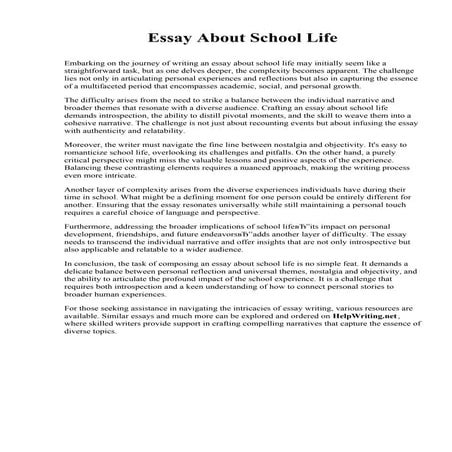 Essay About School Life. Newman University, Wichita | PDF