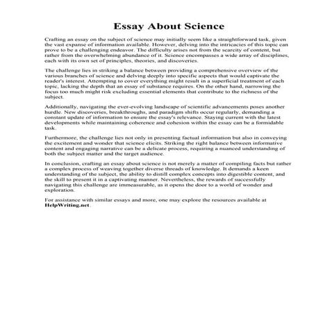 Essay About Science. Writing A Science Essay : Using Science in ...