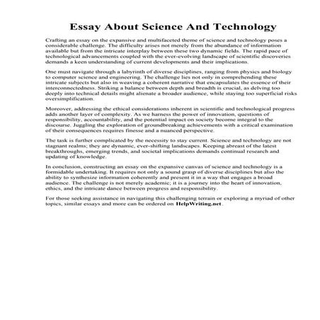 Essay About Science And Technology. Reflection Paper - other - Jan ...