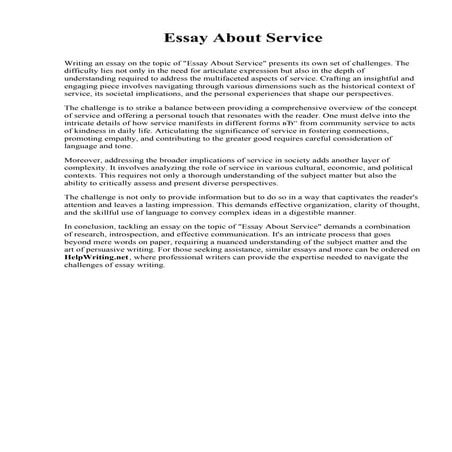 Essay About Service. Missouri State University–West Plains | PDF