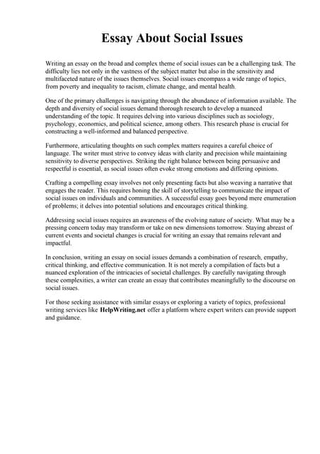 Essay On Social Problem | PDF