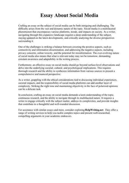 Essay On Social Media.pdf | Homework and Study | Education