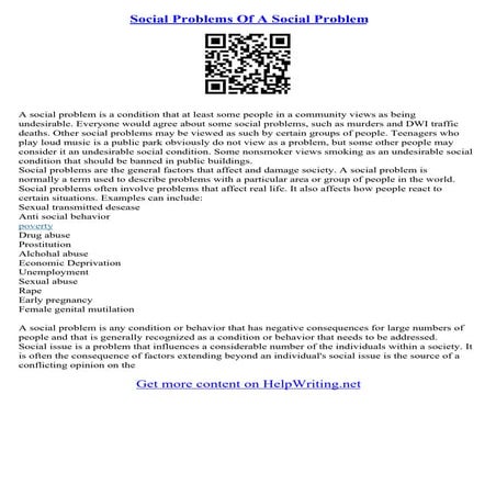 Essay About Social Problem | PDF