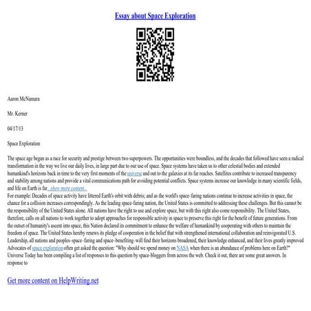 Essay About Space Exploration | PPT