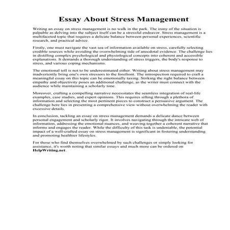Essay About Stress Management. Stress Management Essay Example Topics ...