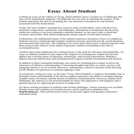 Essay About Student | PDF