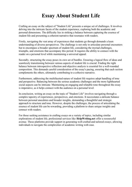 Essay On Students Life. Touro University Worldwide | PDF