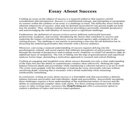 Essay About Success. Sandhills Community College | PDF