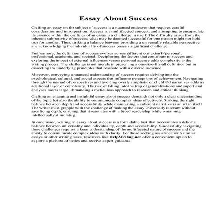 Essay About Success. Writing a successful essay | PDF