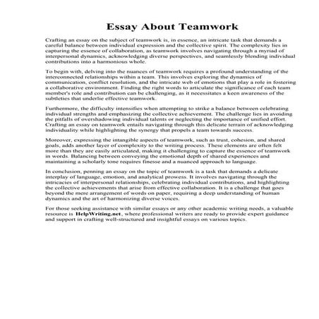 Essay About Teamwork | PDF