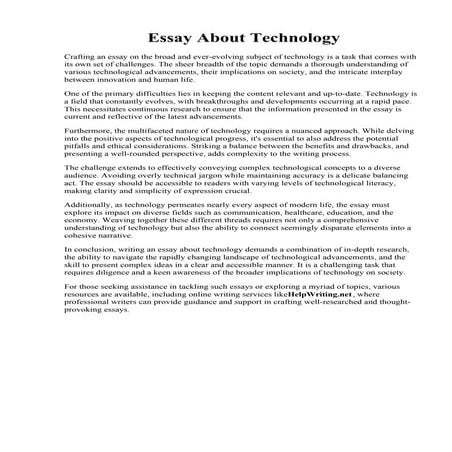 Essay About Technology | PDF