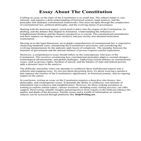 Essay About The Constitution. Constitution - essay - Last Name 1 The ...