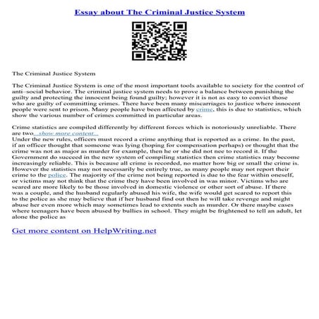 Essay About The Criminal Justice System | PDF