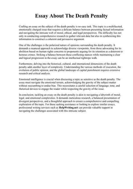 Death Penalty Essay Outline. International Technological University | PDF