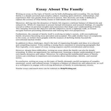 Essay About The Family. How To Write An Essay About Me And My Family | PDF