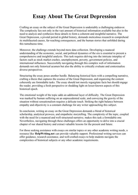 Essay On Great Depression | PDF