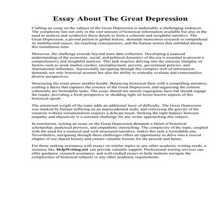Essay About The Great Depression. What was the Great Depression and why ...