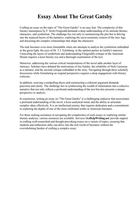 Essay The Great Gatsby | PDF | Fiction | Books and Literature