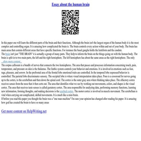 Essay About The Human Brain | PPT