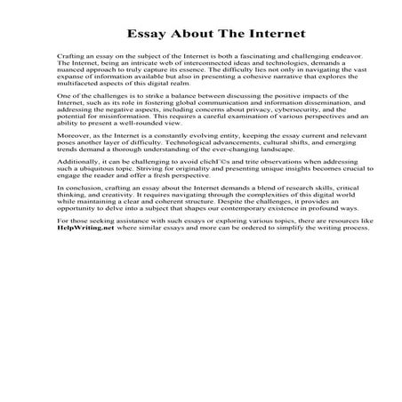 Essay About The Internet. Daytona State College | PDF