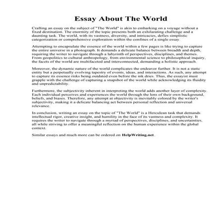 Essay About The World | PDF