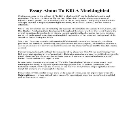 Essay About To Kill A Mockingbird. 16 Best and Powerful Quotes From To ...